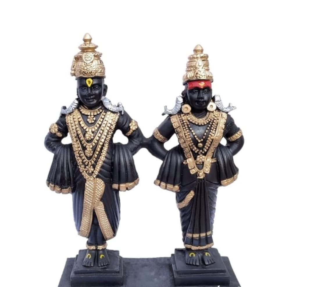 Estatua de shri vitthal rukmani con acabado de mármol antiguo, estatua ...