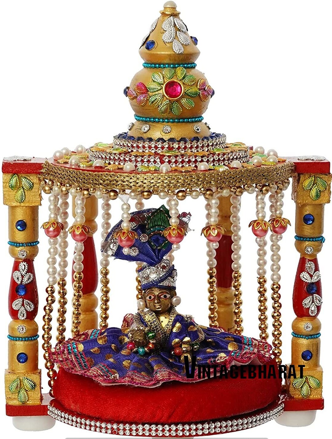 Wood Laddu Gopal Singhasan Decorated Laddu Gopal Bed Lord - Etsy