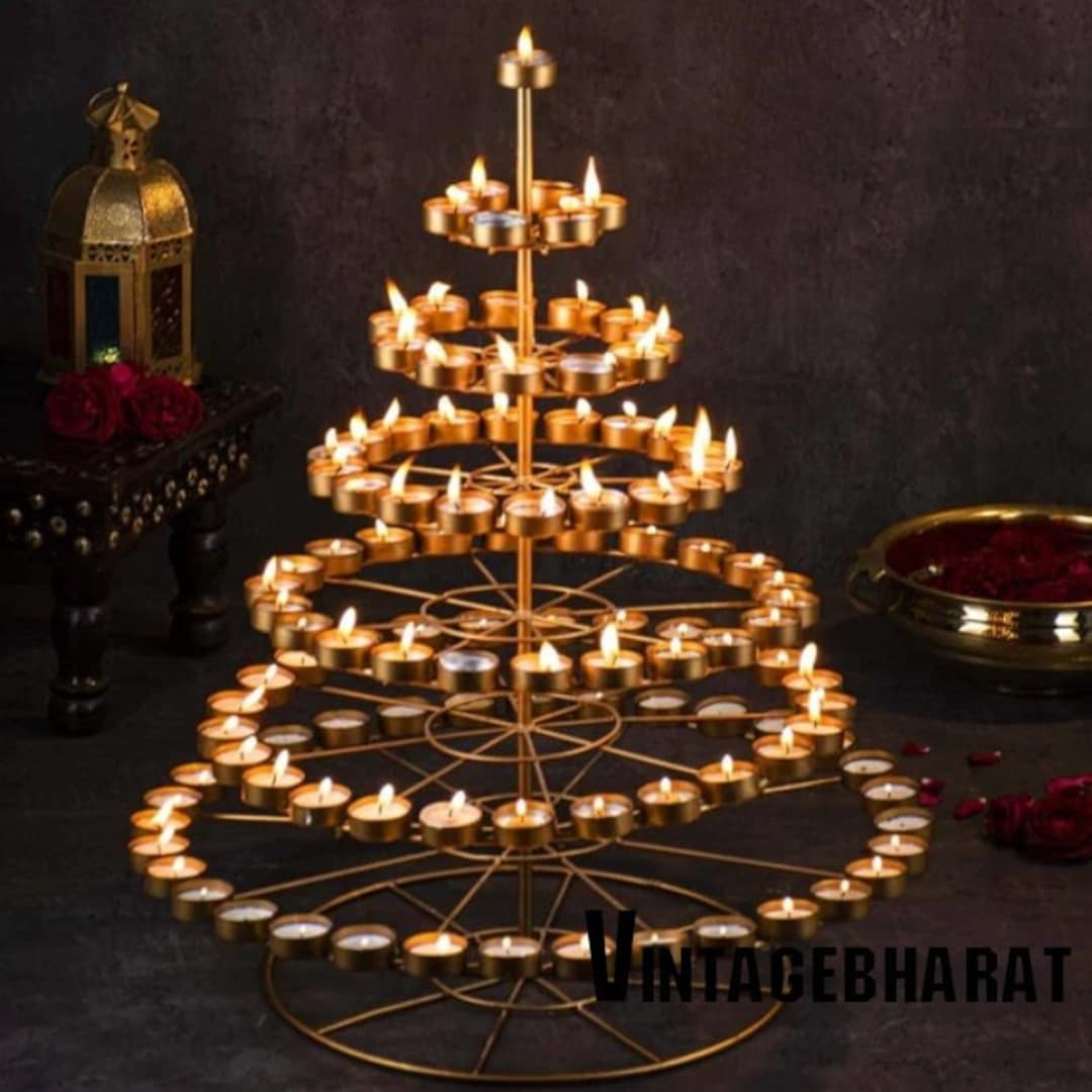 Multi Layered Diyas, Antique Diya Stand for Diwali and Christmas ...