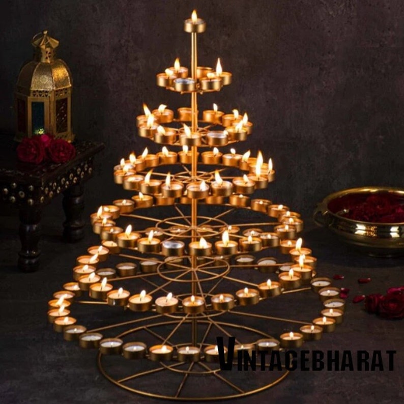 Multi Layered Diyas, Antique Diya Stand for Diwali and Christmas ...