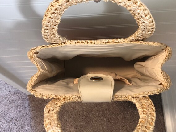 Vintage Women's Handbag with Rattan and Orange Beaded… - Gem