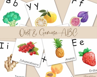 ABC Lernkarten Tiere | Montessori Buchstaben Karten | ABC-Wandbild ...