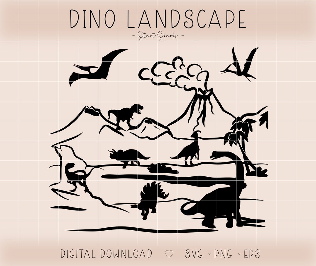 SVG Dinosaur Scene Landscape | Dino Motive Silhouette Cut File Cricut ...