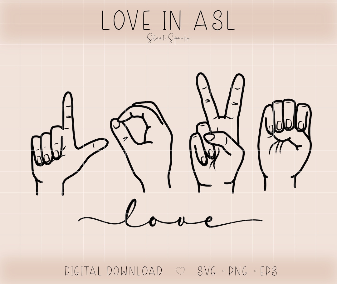 American Sign Language Asl Love Letters | PNG SVG Jpg Eps | Digital ...