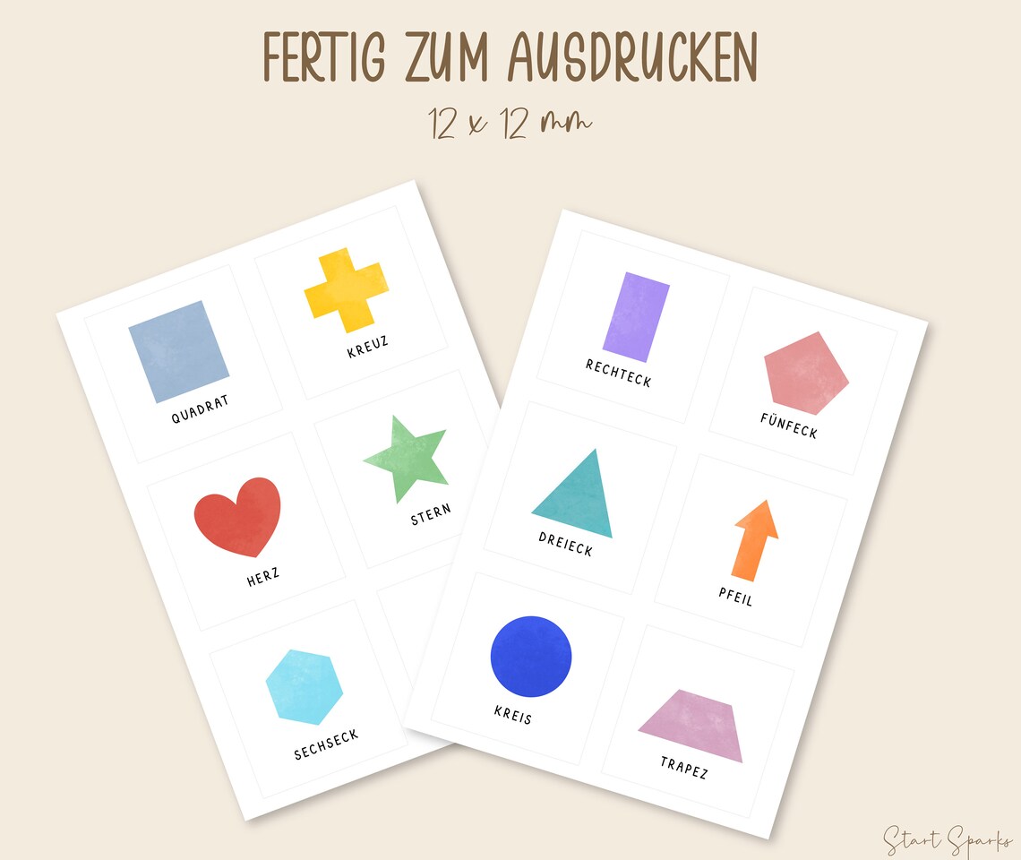 Montessori Lernkarten Formen Lernspielzeug Für Kinder, Vorschule, Kita ...