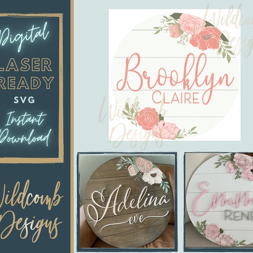Baby Name Sign SVG Bundle. Laser Cut File for Glowforge Set - Etsy
