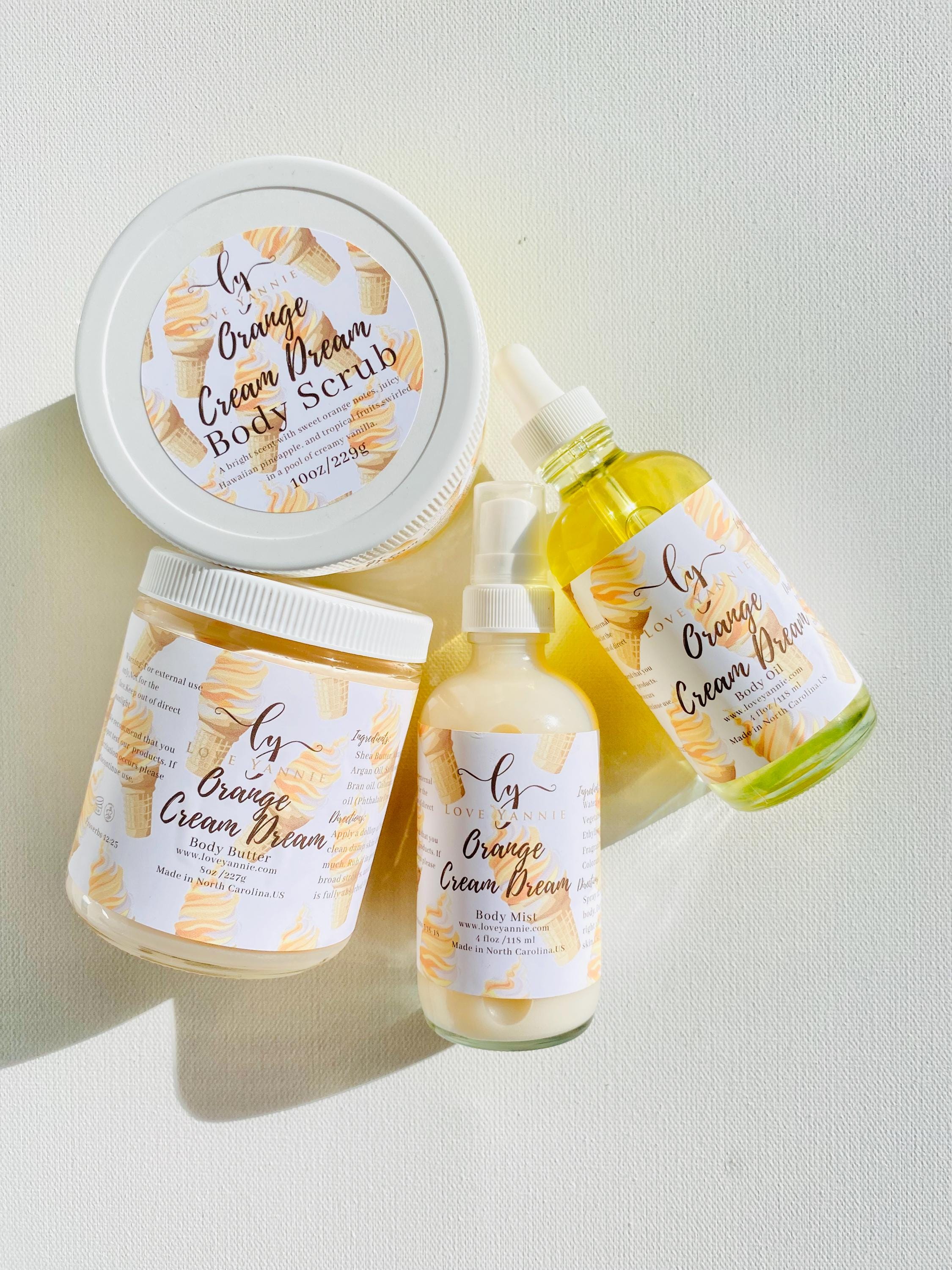 Orange Cream Dream Body Bundle Vegan Body Care Self Care Gift for Women Body Care Set Scented ...