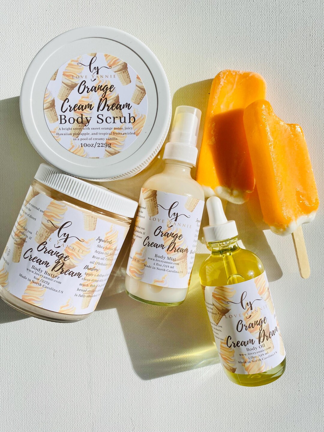 Orange Cream Dream Body Bundle Vegan Body Care Self Care Gift for Women Body Care Set Scented ...