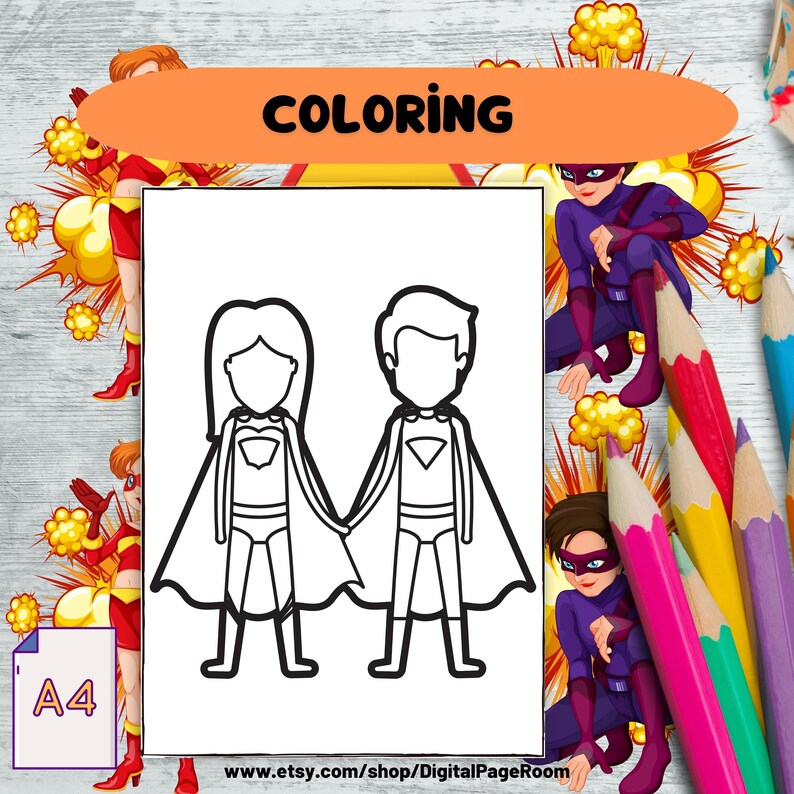 Superhero Coloring Book 100 Printable Superhero Coloring - Etsy