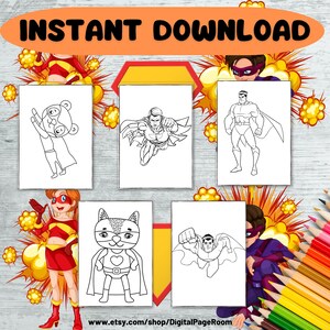 Superhero Coloring Book 100 Printable Superhero Coloring - Etsy