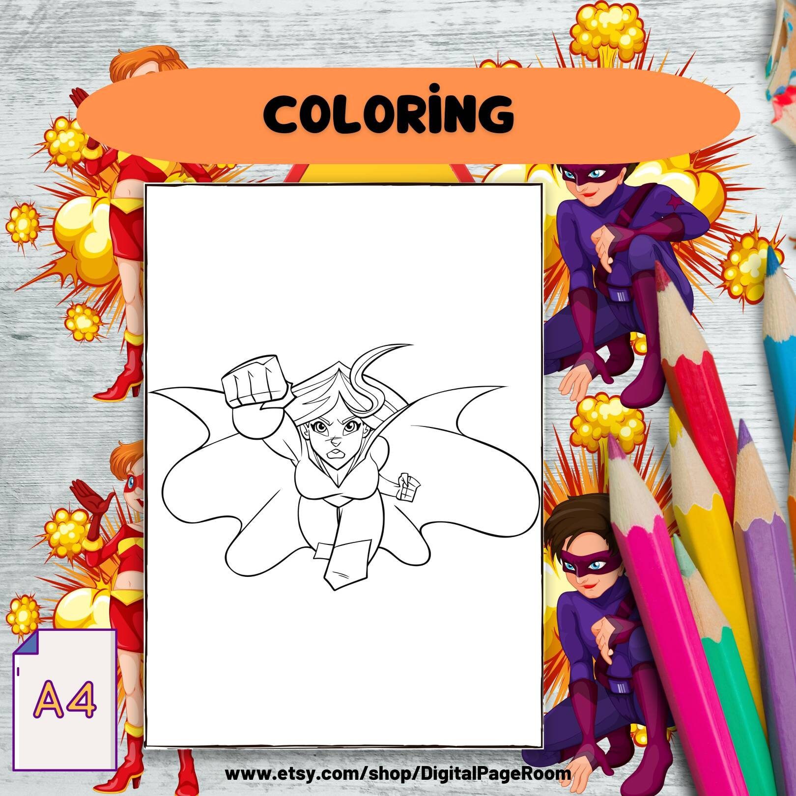 Superhero Coloring Book 100 Printable Superhero Coloring - Etsy