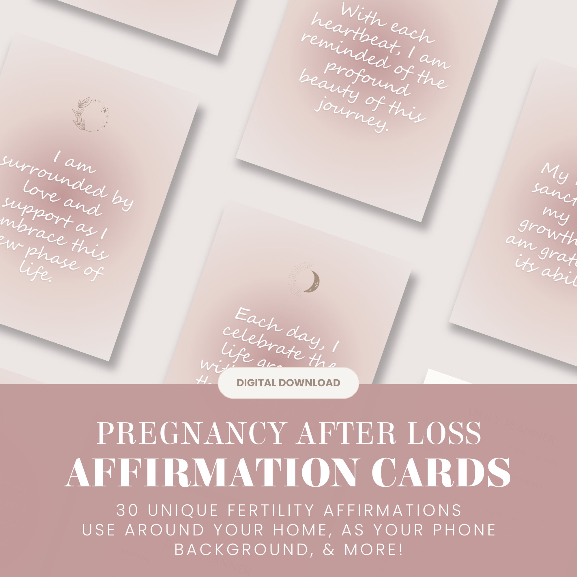 Pregnancy After Loss Affirmation Cards, Fertility Tools, Printable ...
