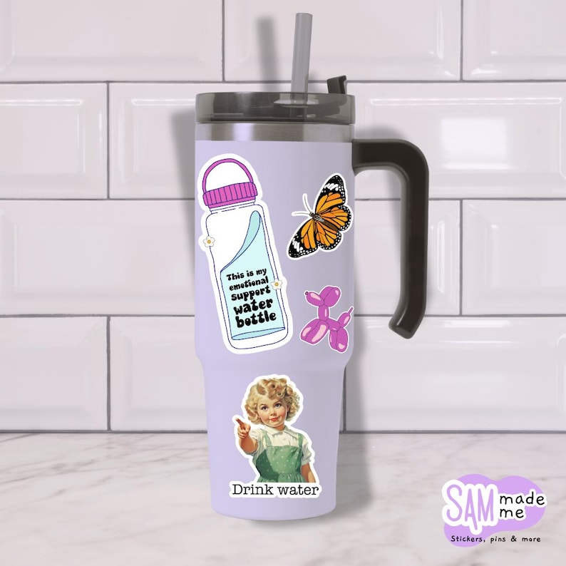 Drink Water Vinyl Sticker, Cute Bright Sticker, Water Resistant Sticker ...