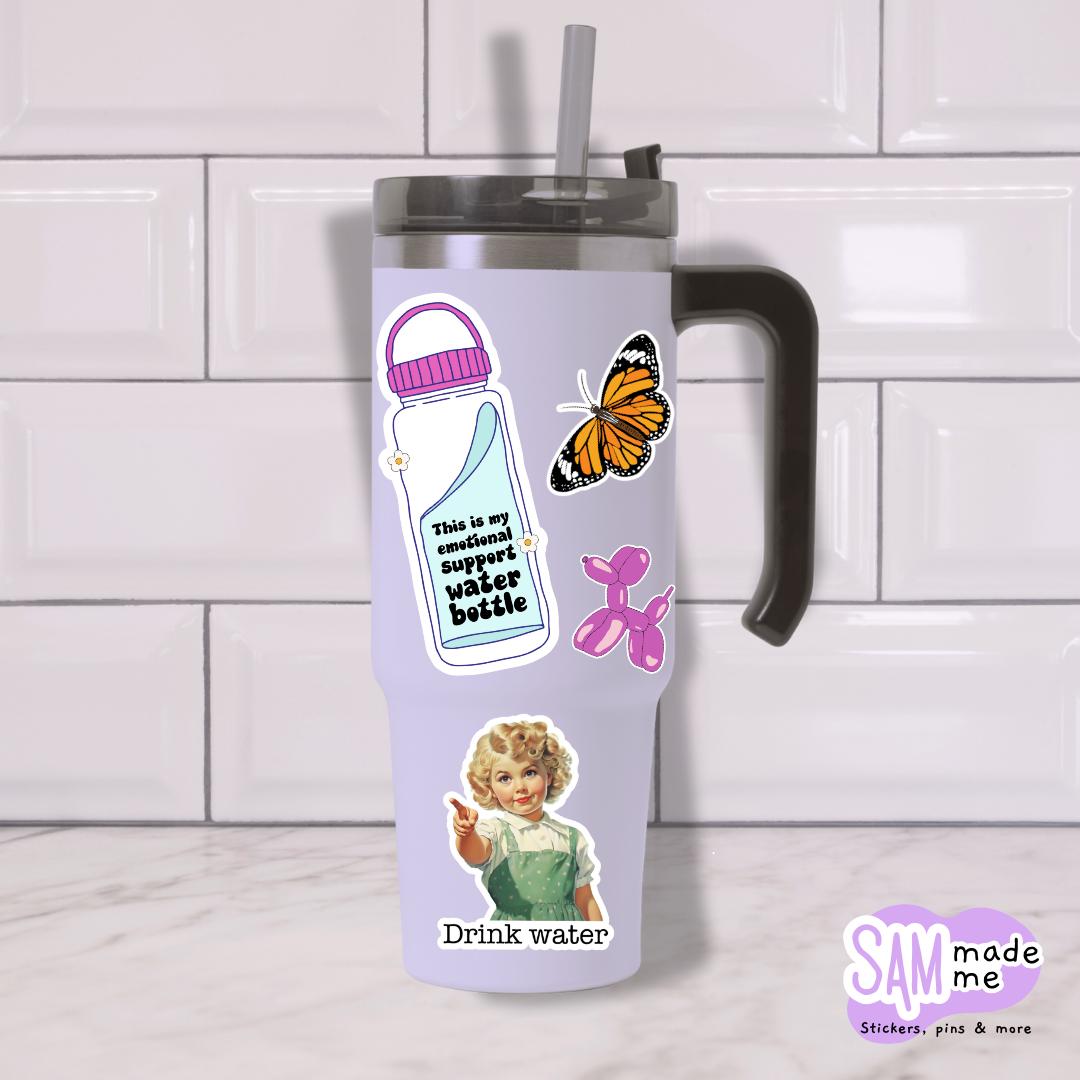 Drink Water Vinyl Sticker, Cute Bright Sticker, Water Resistant Sticker ...