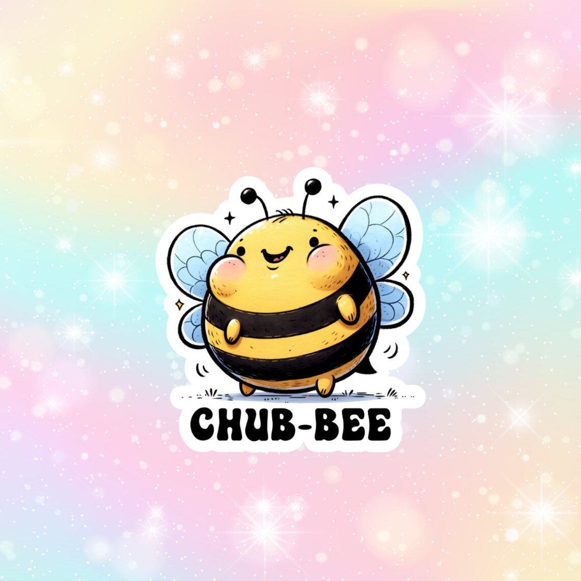 Cute Chub-bee, Honey Bee, Vinyl Sticker, Cartoon Clipart Cute, Funny ...