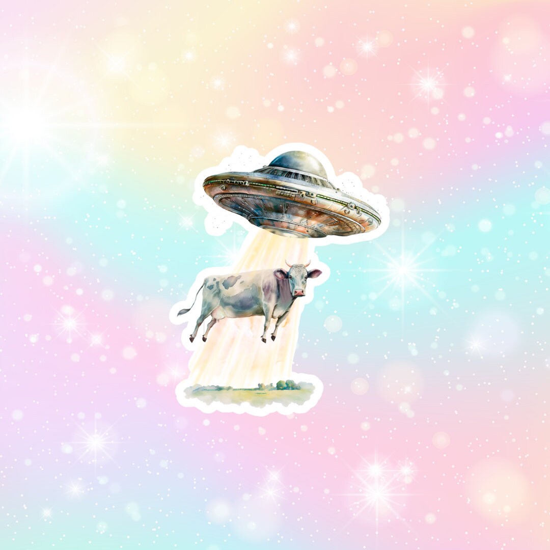 Cow Abduction Vinyl Sticker, Conspiracy Sticker, Water Resistant ...