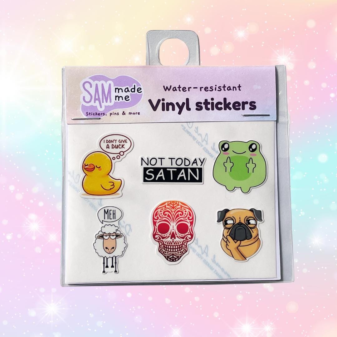 Mini Vinyl Sticker Pack 2, Sarcastic Cartoon Funny Colourful Bright Fun ...