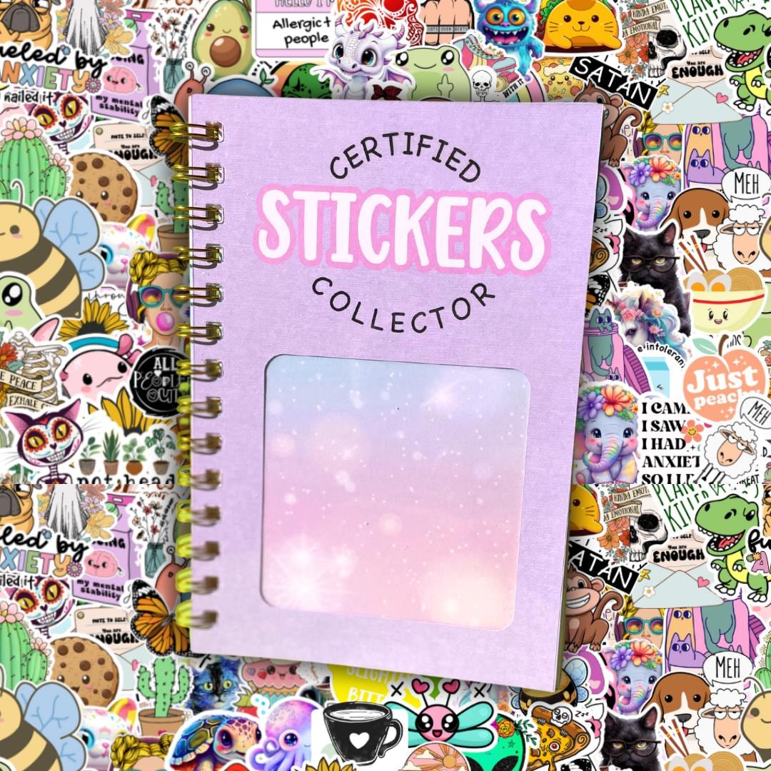 Reuseable Sticker Album Sticker Collector Book Purple Pastel Sticker ...