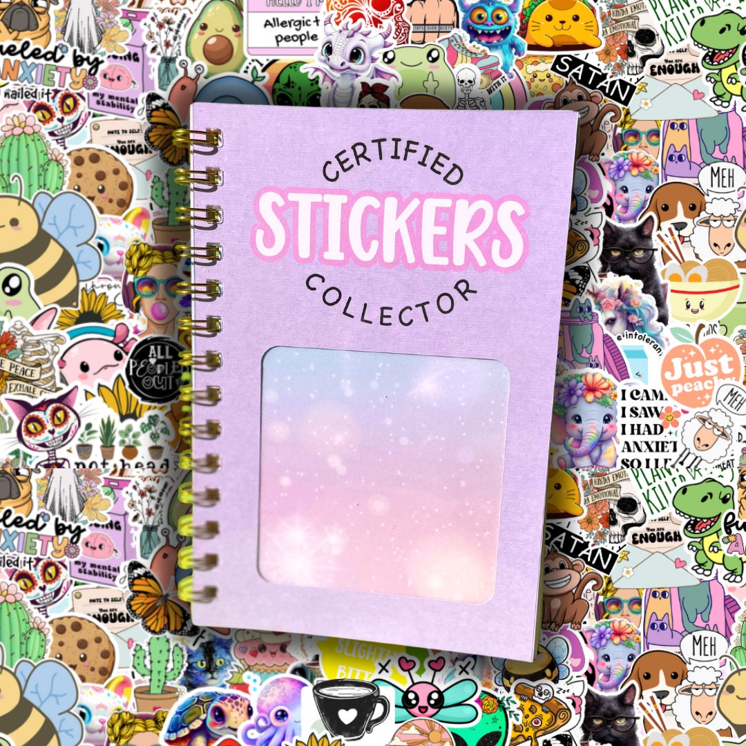Reuseable Sticker Album Sticker Collector Book Purple Pastel Sticker ...