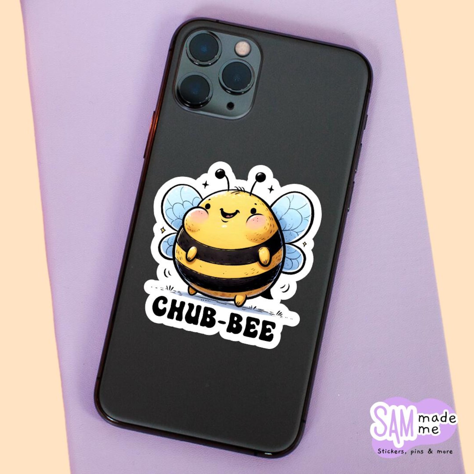 Cute Chub-bee, Honey Bee, Vinyl Sticker, Cartoon Clipart Cute, Funny ...