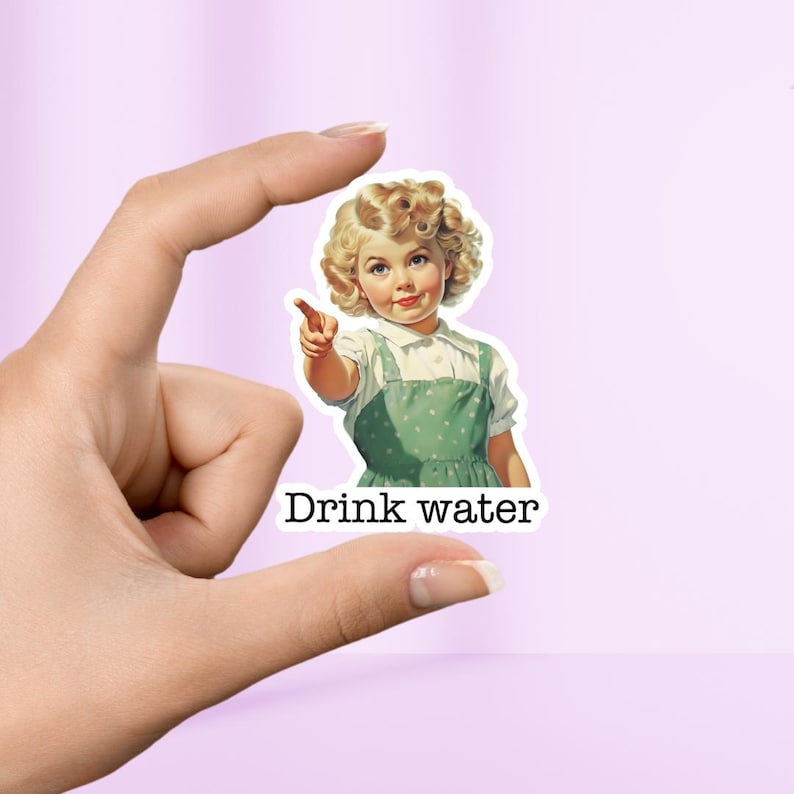 Drink Water Vinyl Sticker, Cute Bright Sticker, Water Resistant Sticker ...