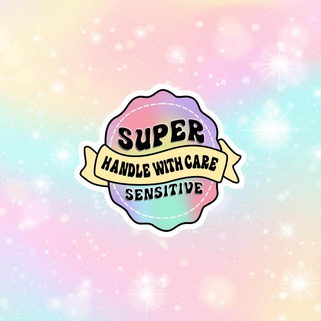Super Sensitive Handle With Care Vinyl Sticker Cute Bright Water ...