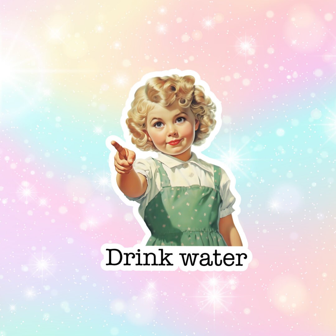 Drink Water Vinyl Sticker, Cute Bright Sticker, Water Resistant Sticker ...