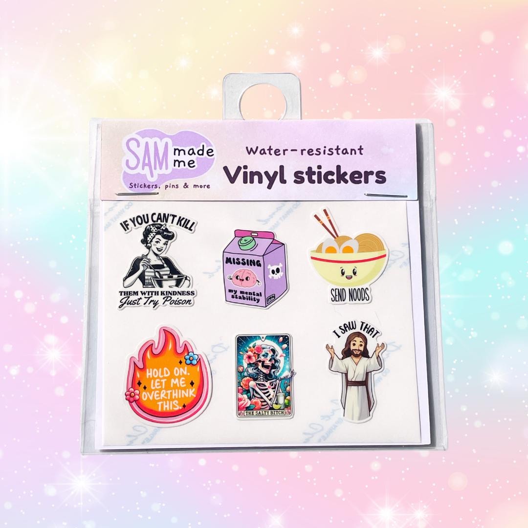 Mini Vinyl Sticker Pack 8, Mental Health Sarcastic Cartoon Funny ...