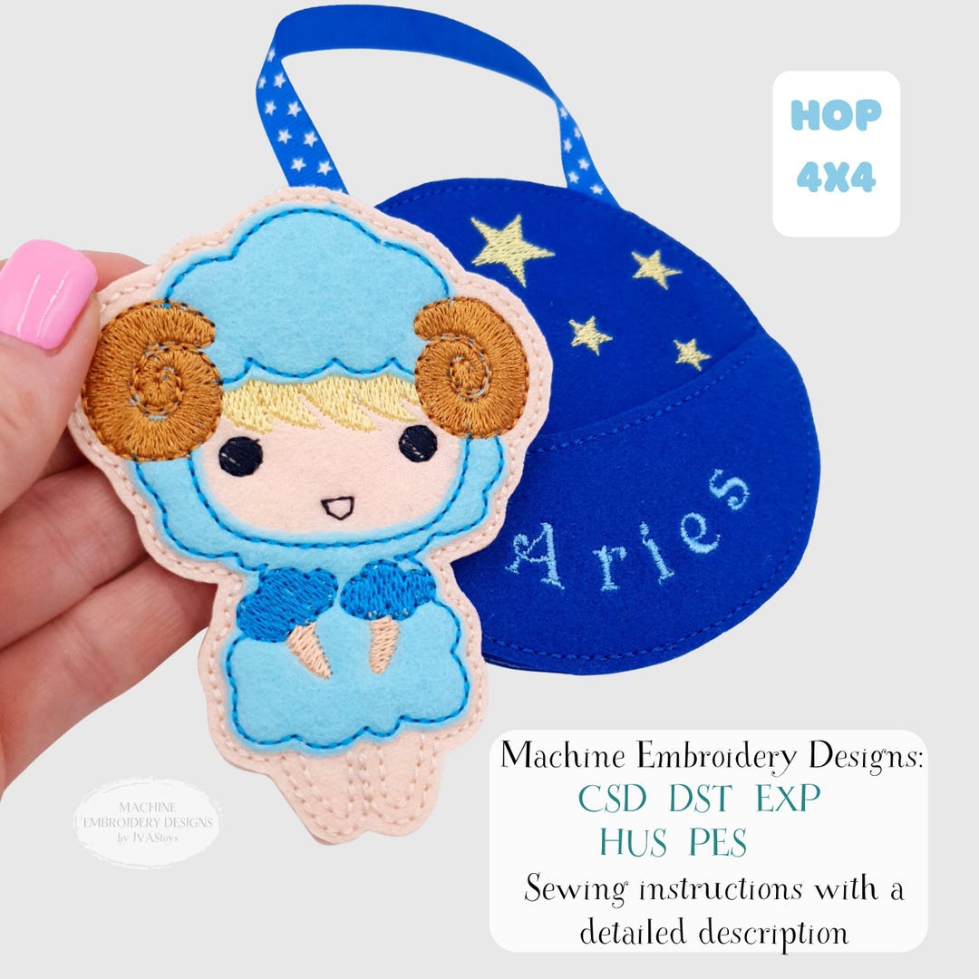 ITH Aries Zodiac Finger Puppet Machine Embroidery Design 4x4 Hoop ...