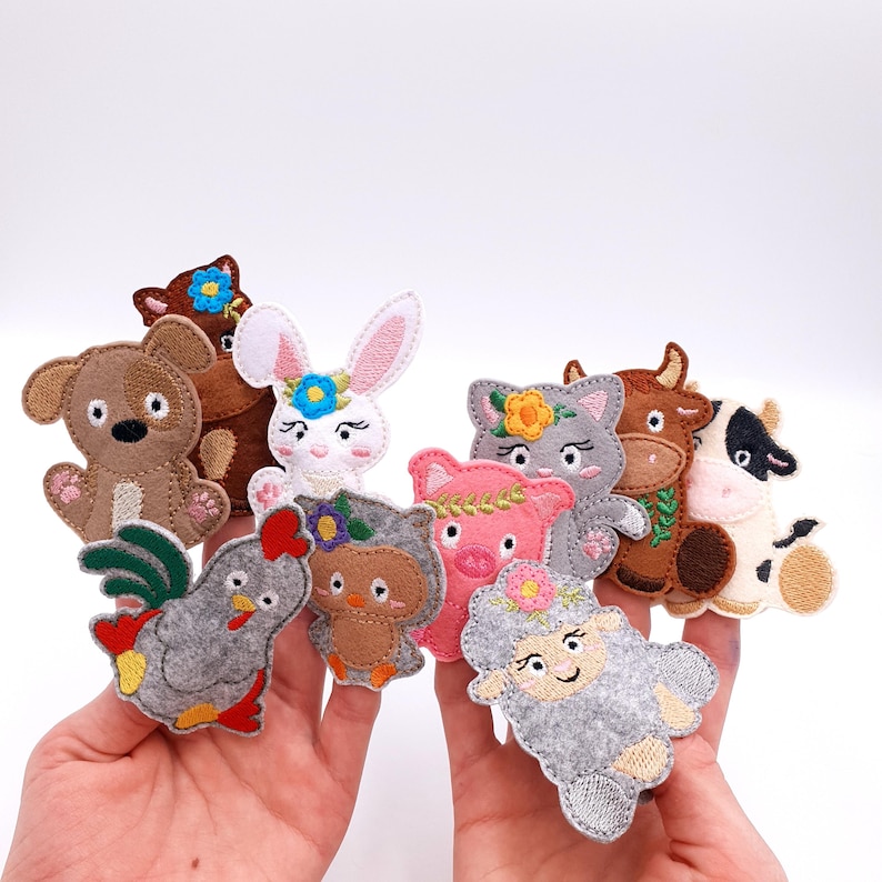 ITH Farm Animals Finger Puppets Machine Embroidery Design 4x4 Hoop ...
