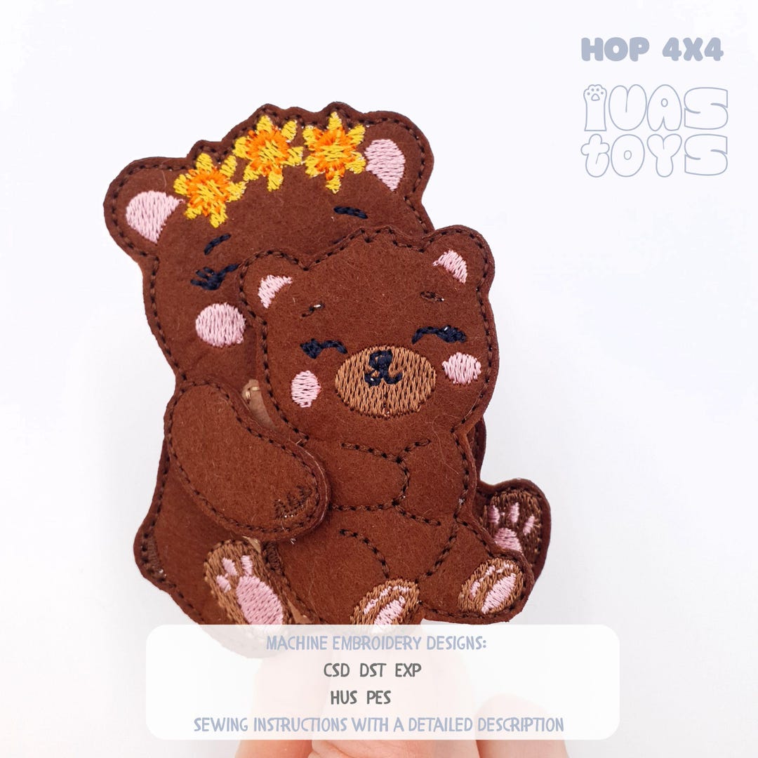 ITH Mama and Baby Bear Finger Puppet Machine Embroidery Design4x4 Hoop ...