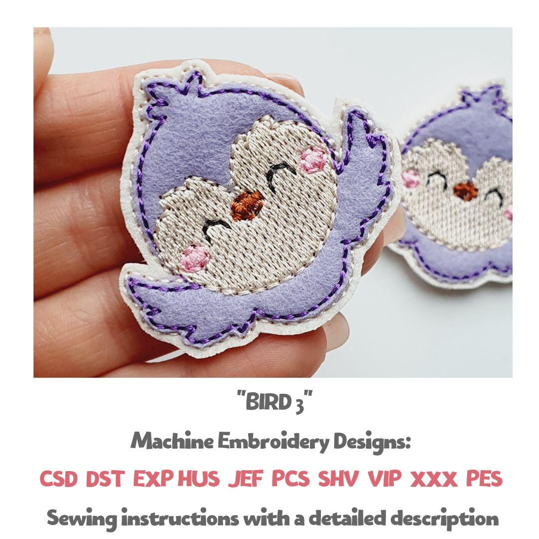 ITH Felt Birdie Machine Embroidery Design 4x4 Hoop Digital File Bird ...