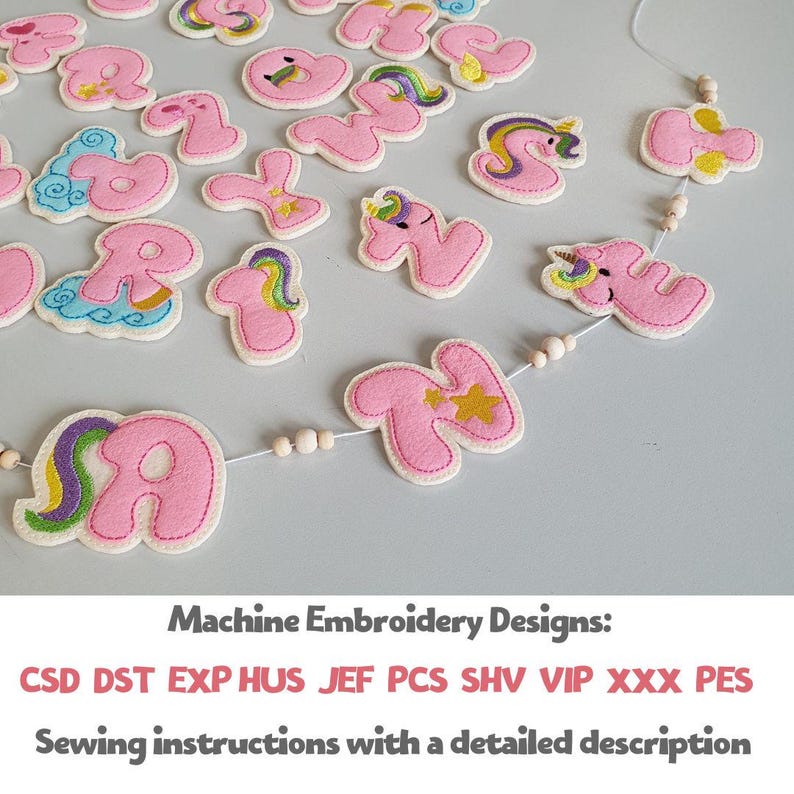 ITH Unicorn Alphabet Machine Embroidery Design Felt Learning Letters ...