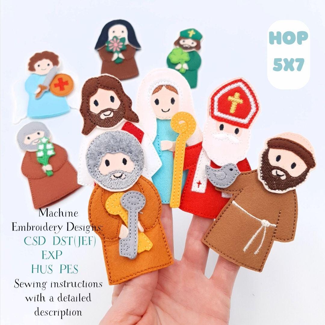 ITH Catholic Saints Finger Puppets Machine Embroidery Design 4x4 Hoop ...