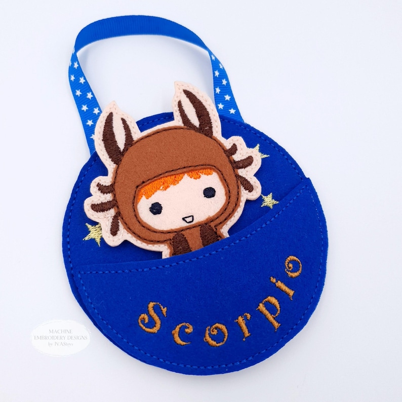 ITH Scorpio Zodiac Finger Puppet Machine Embroidery Design 4x4 Hoop ...