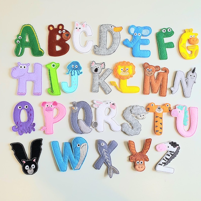 Animal Alphabet Machine Embroidery Design 4x4 Hoop Digital File Felt ...