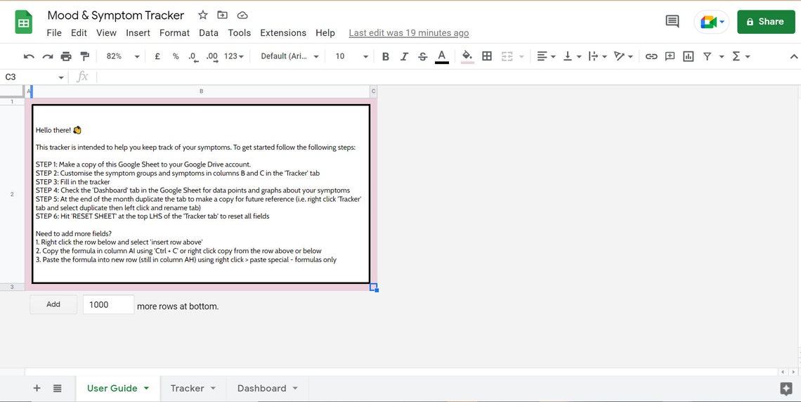 Monthly Mood and Symptom Tracker on Google Sheets - Etsy