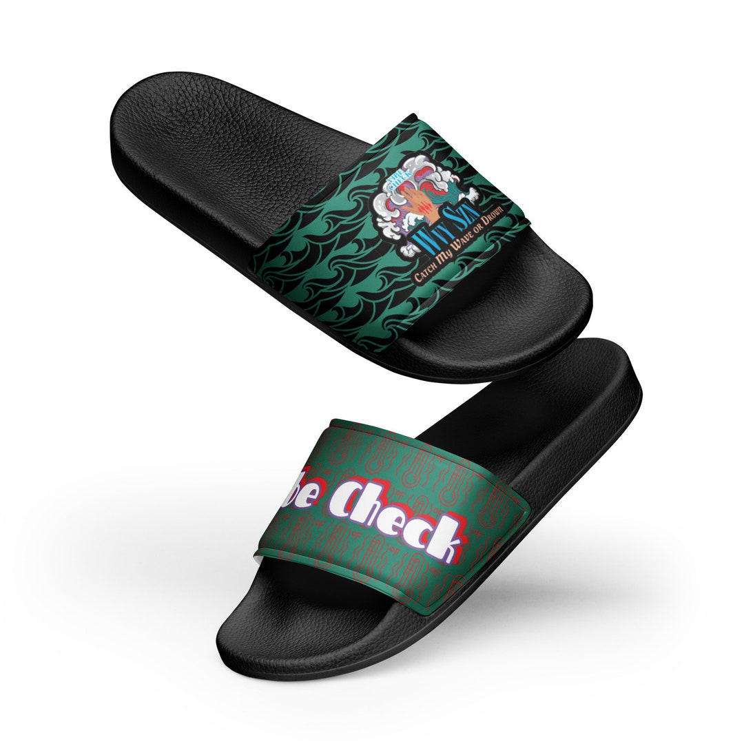Vibe Check Green Men’s Slides - Etsy