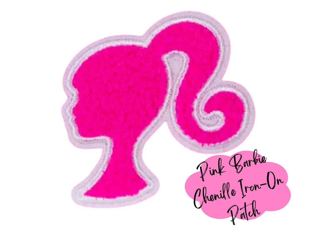 Barbie Chenille Patch Iron on Applique, Hot Pink Doll Head Diy Patches ...
