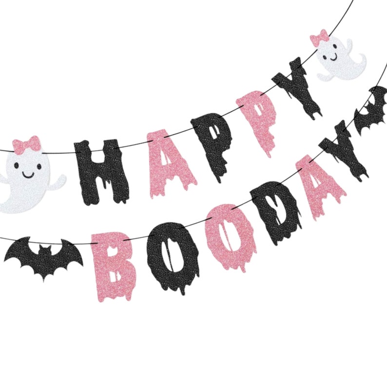 Pink Black Halloween Birthday Party Kit Happy Boo Day Banner - Etsy