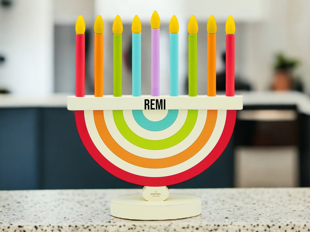 Personalized Kids Wooden Menorah Toy Custom Name Hanukkah - Etsy