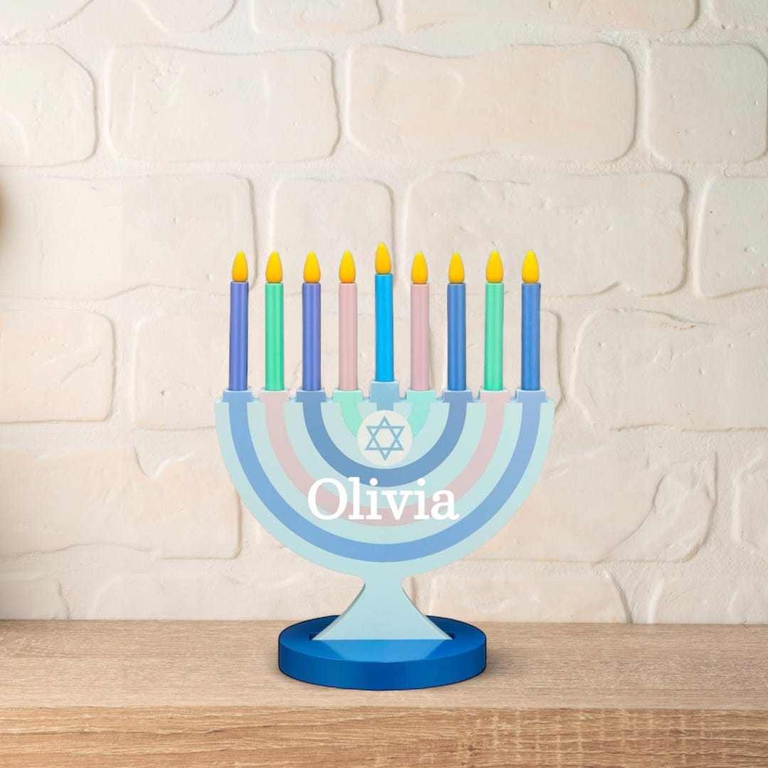 Personalized Wooden Kids Menorah – Montessori Hanukkah Toy - Etsy