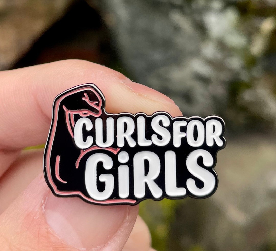 Funny Curls for Girls Enamel Pin, Gym Enamel Pin, Workout Lapel Pin, Fitness Pin, Exercise Gift ...