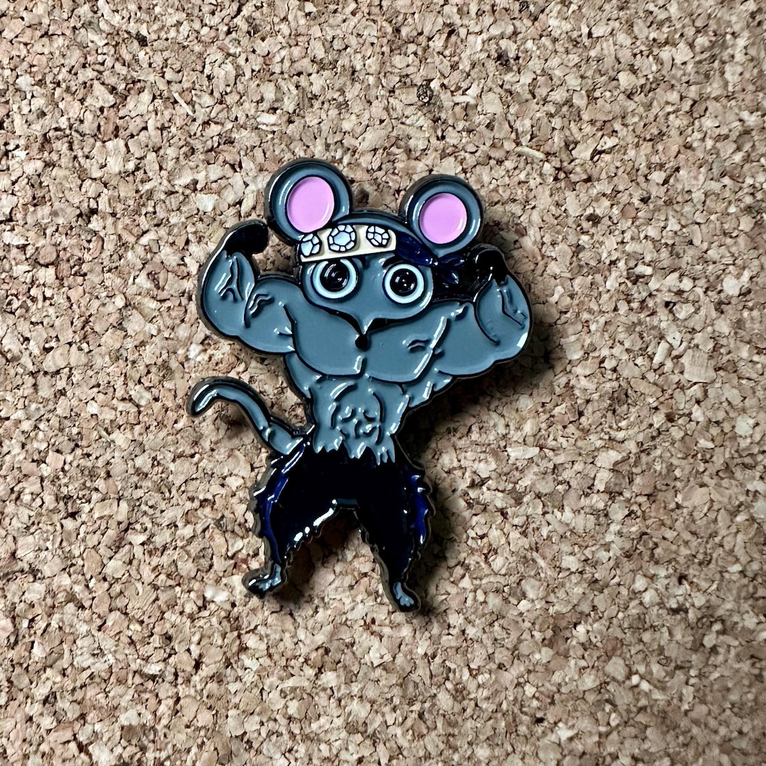 Funny Ninja Muscle Mice Pin, Gym Rat Anime Badge, Workout Enthusiast ...