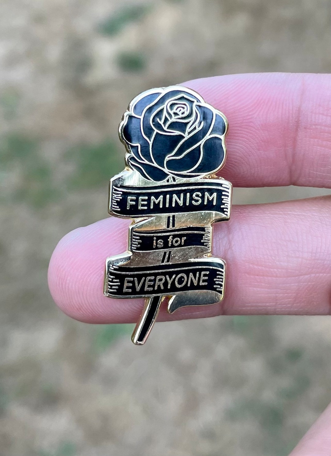 Feminism is for Everyone Pin, Black Rose Feminist Lapel Pin, Equality ...