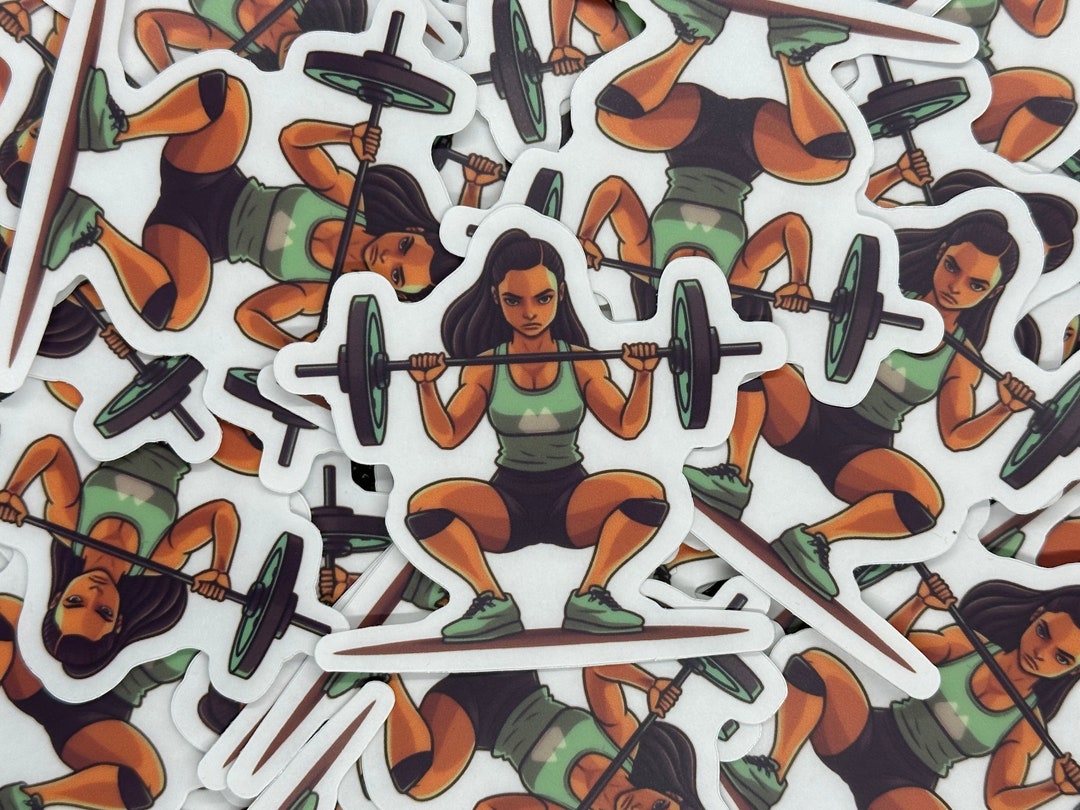 Gym Squat Girl. Weightlifting Sticker Funny Stickers Motivational ...