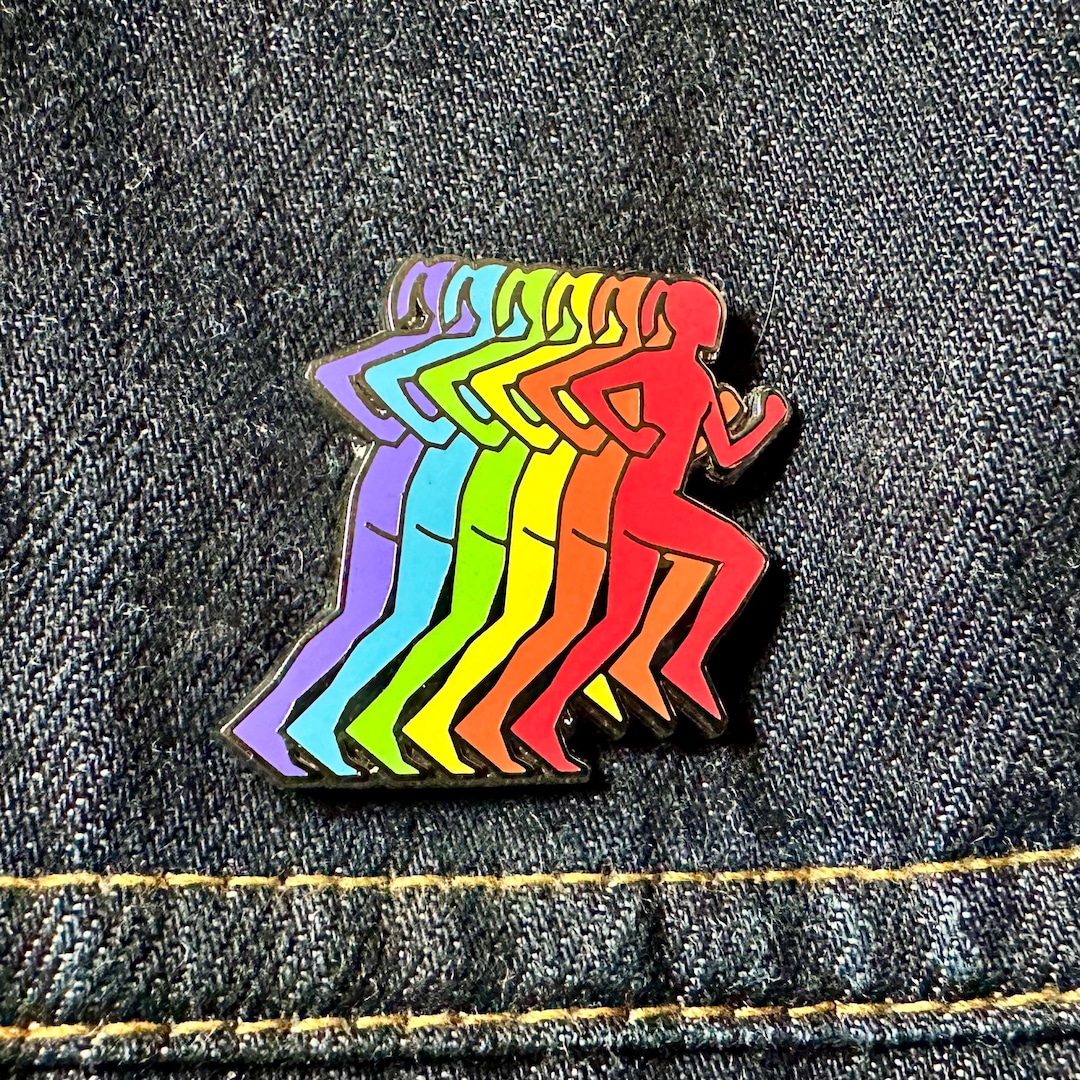 Rainbow Running Enamel Pin - LGBTQ Ally Pride Lapel Pin - Etsy