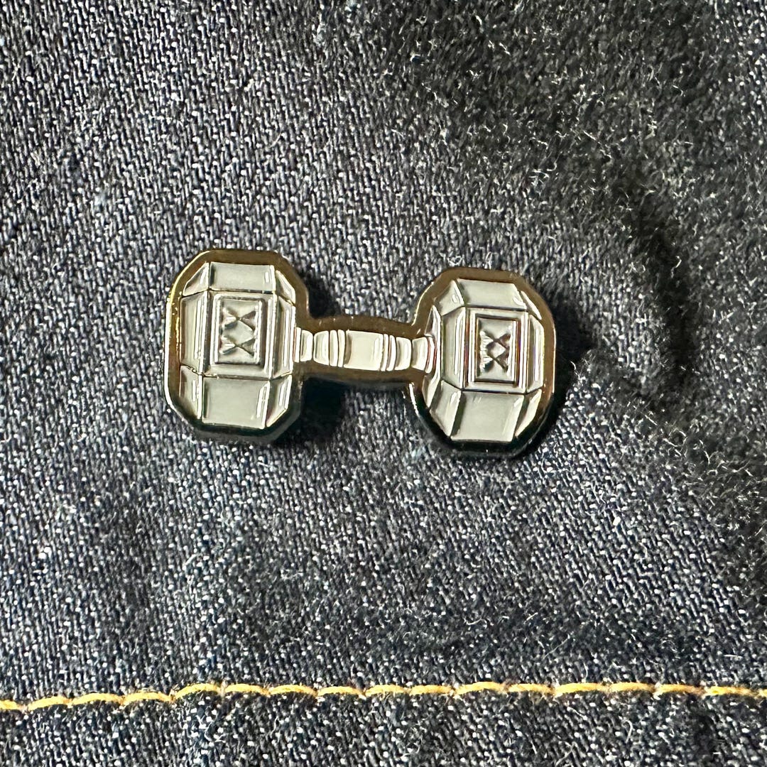 Dumbell Workout Pin - Fun Cool Dumbbell Enamel Brooch - Etsy