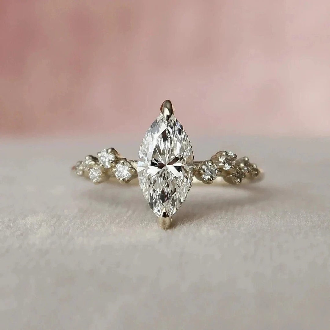 1 CT Marquise Cut Engagement Ring Diamond Solitaire Wedding Ring ...