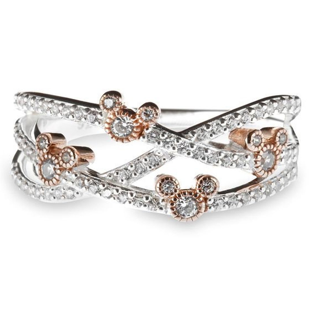 Mickey Mouse Crisscross Ring, Studded Icons Sparkling 925 Sterling ...